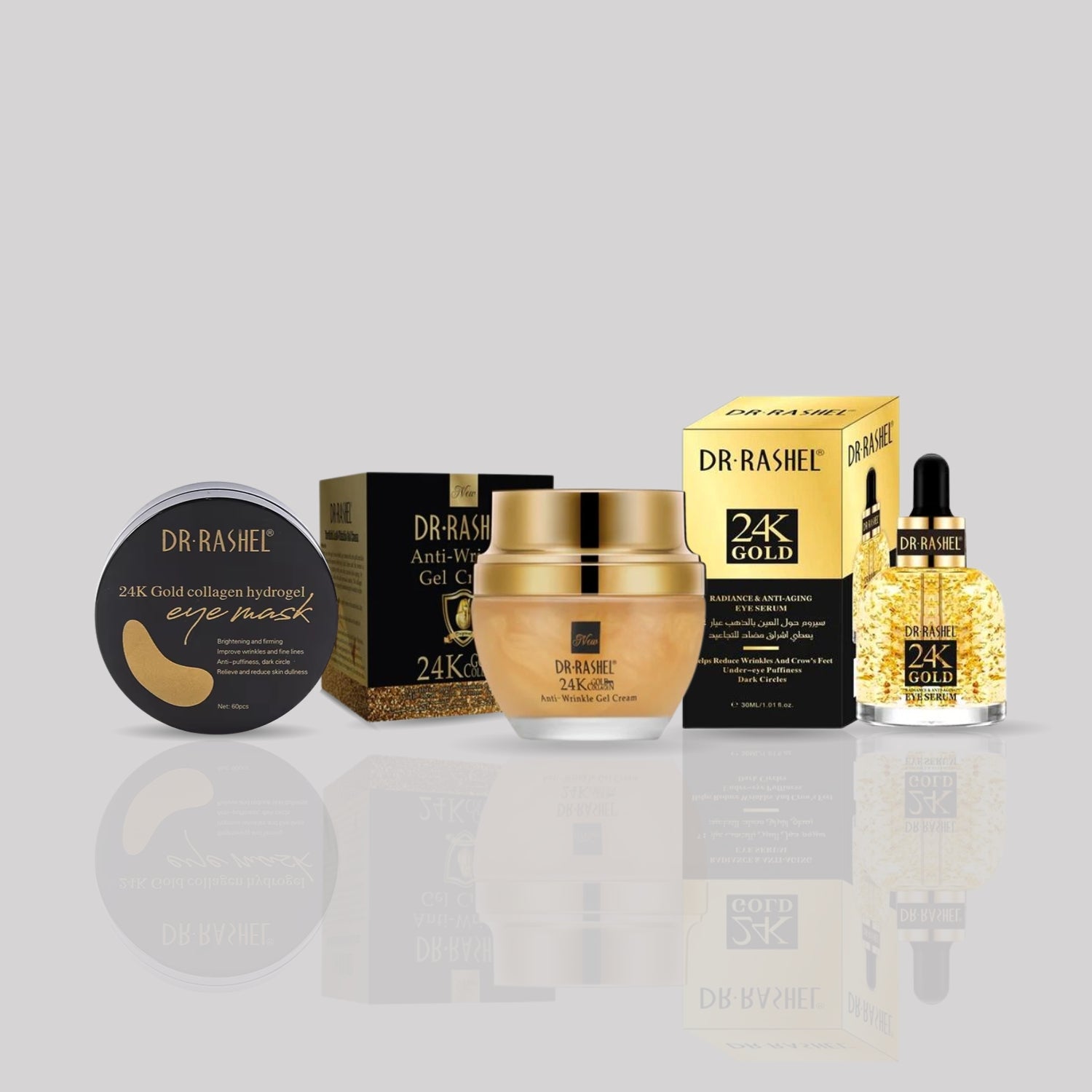 Dr Rashel 24K Gold Eye Cream, Eye Mask & Eye Serum Combo